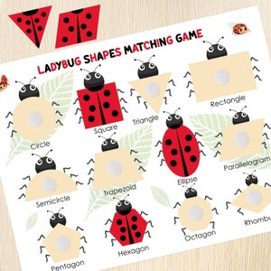 Ladybug Shapes Matching Activity, 2D Shapes Game, Spring Summer ...