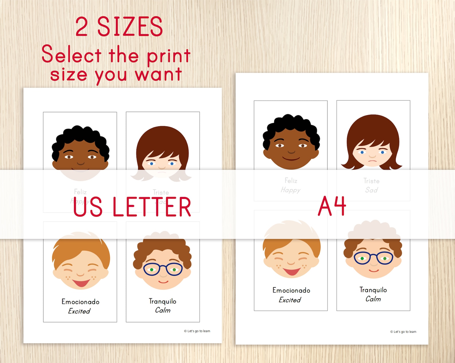 Spanish & English Emotions Flashcards and Blank Face | Etsy