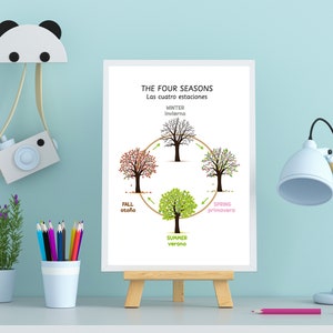 Seasons Poster in English & Spanish, Bilingual Poster, Classroom and ...