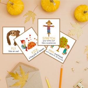 Fall Movement Cards, Autumn Game, 24 Flashcards, Gross Motor Skills ...