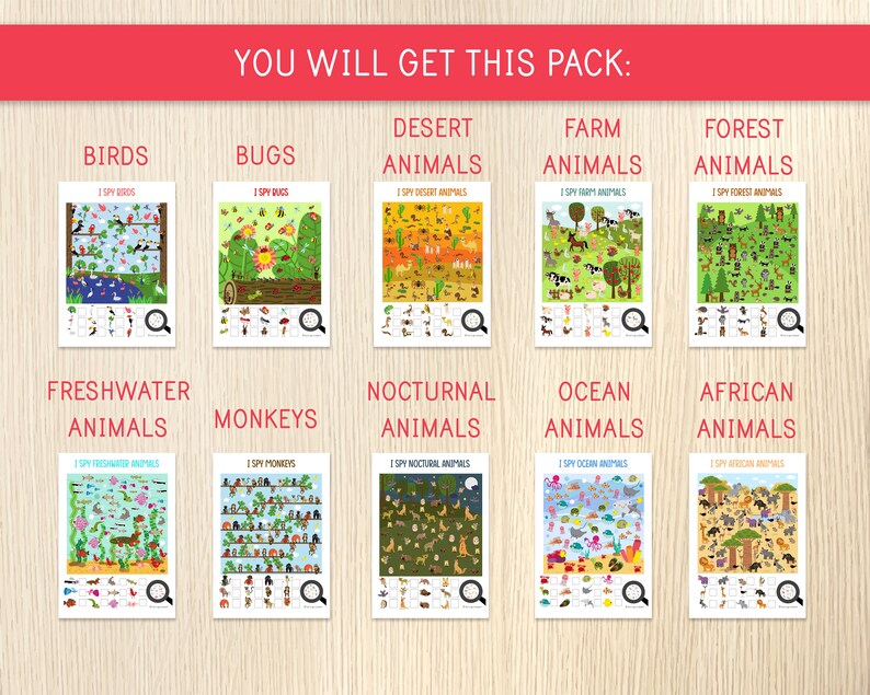 I Spy Animals 10 Seek and Find Games Counting Activity - Etsy