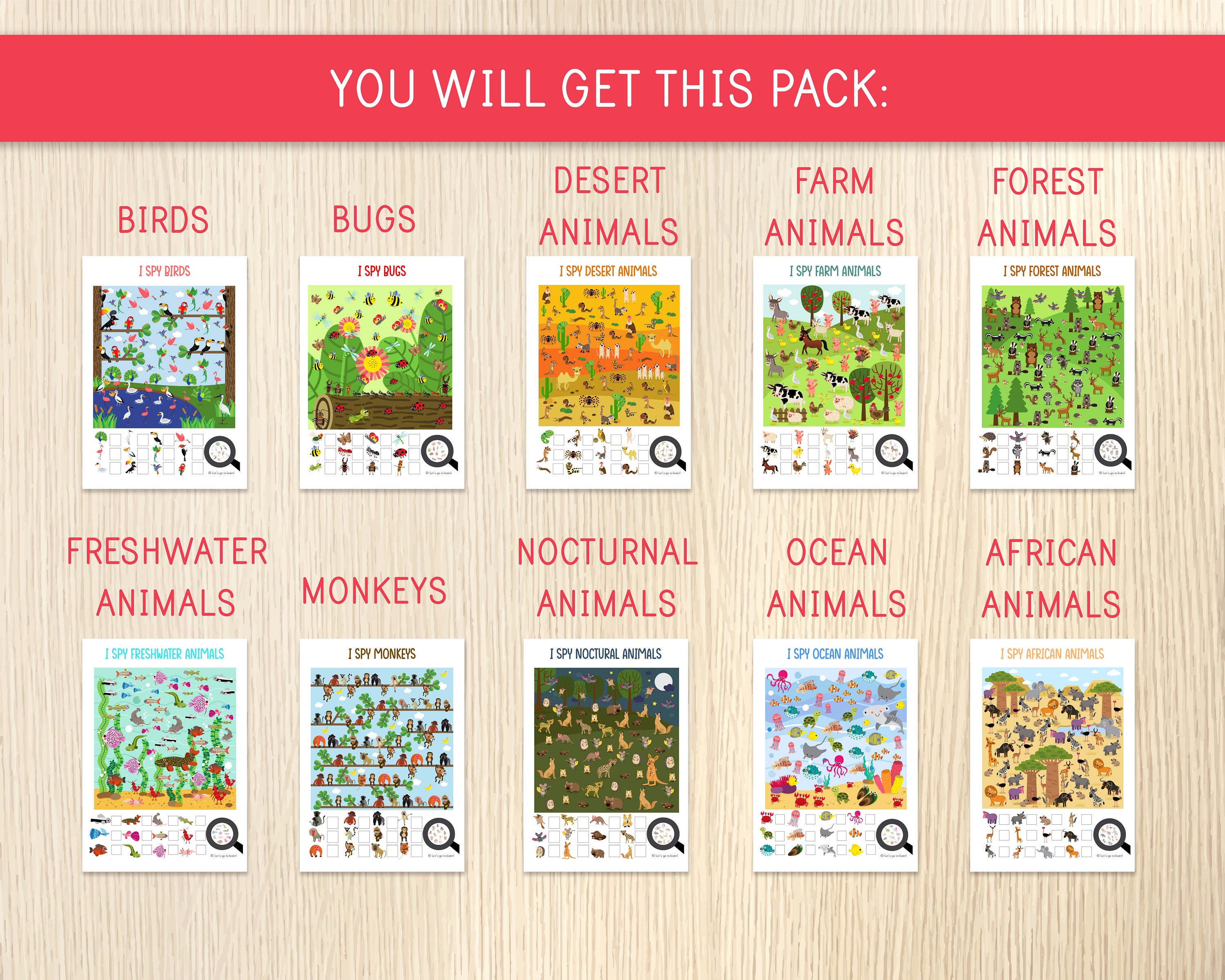 I Spy Animals 10 Seek and Find Games Counting Activity - Etsy