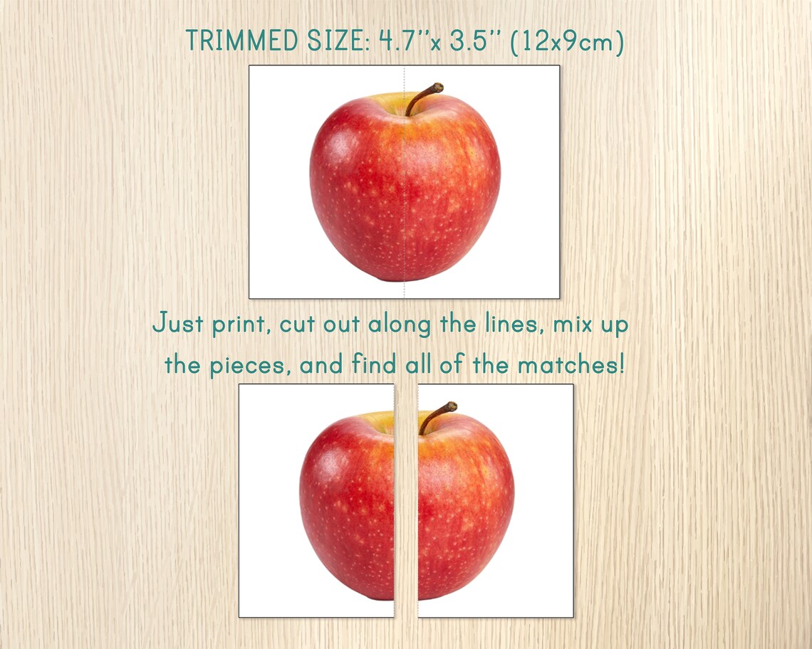 Fruit Puzzles Matching Cards Symmetry Montessori Activity | Etsy