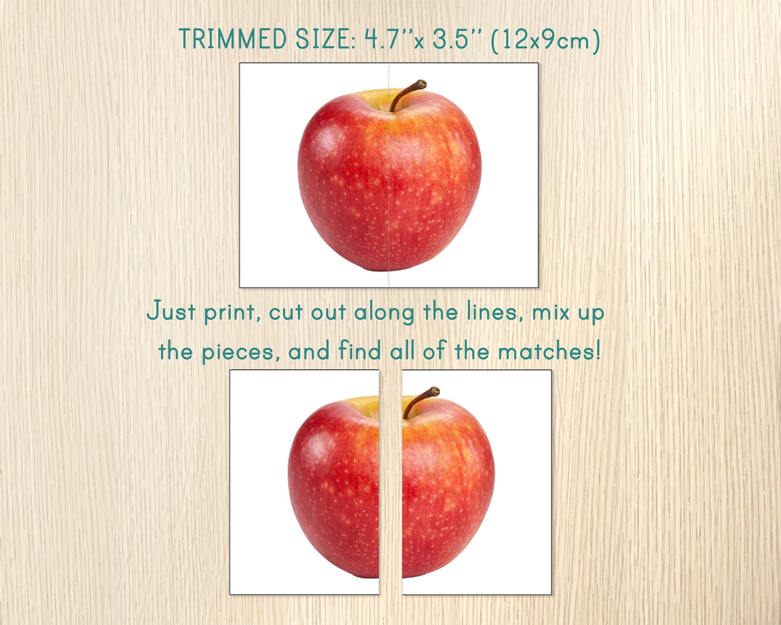 Fruit Puzzles Matching Cards Symmetry Montessori Activity | Etsy