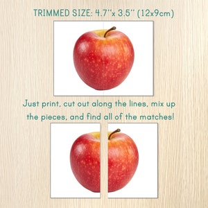 Fruit Puzzles, Matching Cards, Symmetry, Montessori Activity, Toddler ...