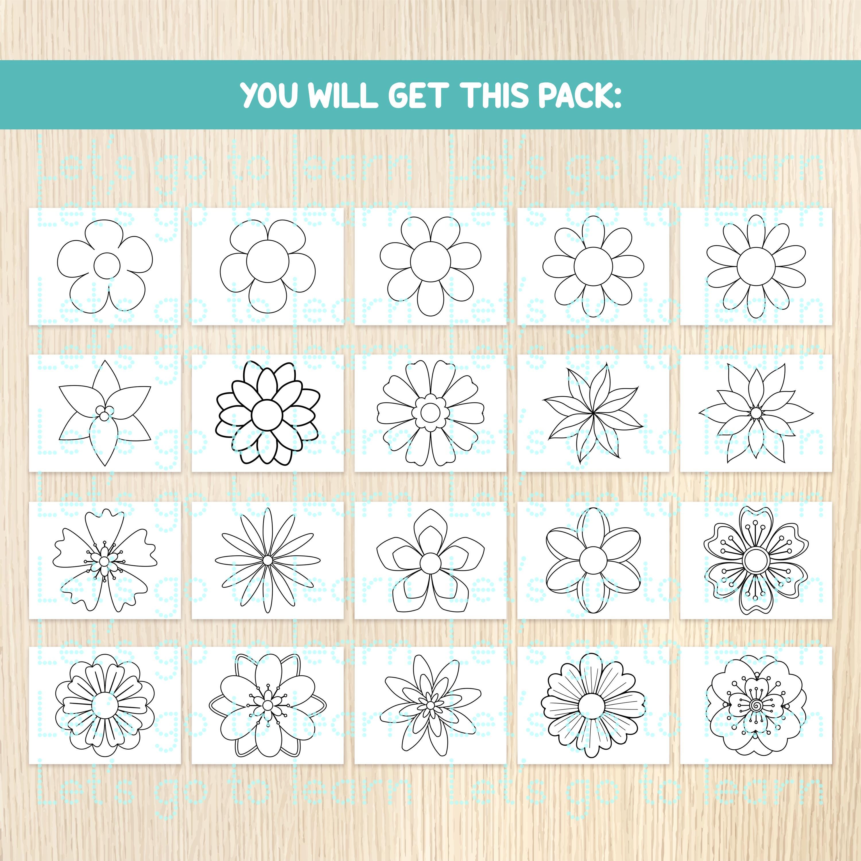 Flower Templates Printable Pack - 20 Flower Outline Pages for Crafts ...