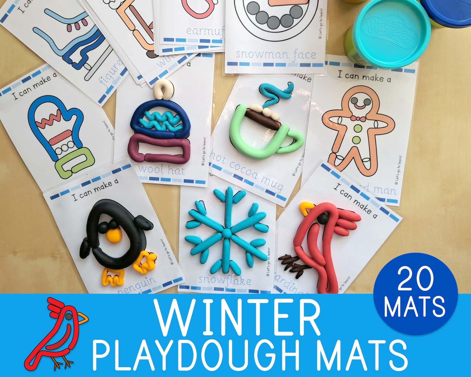 Winter Playdough Mats, 20 Visual Cards, Play Doh, Toddler Activity ...