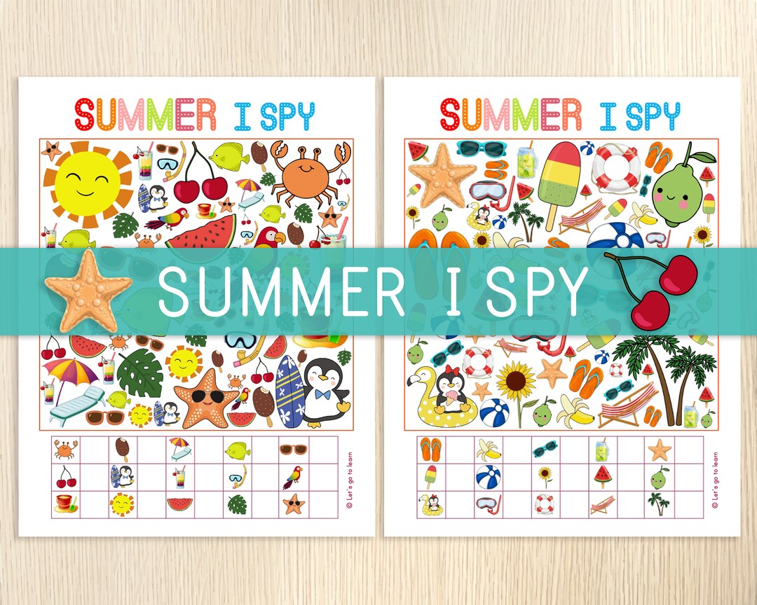 Summer I Spy, Seek and Find, Look and Find, 2 Printable Games, Party ...