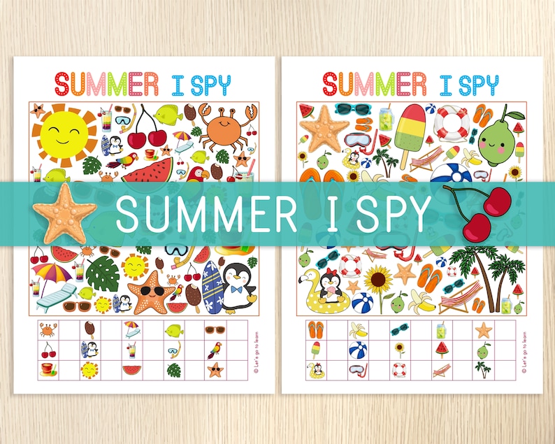 Summer I Spy Seek and Find Look and Find 2 Printable Games | Etsy