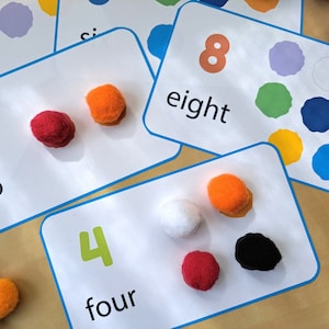 Counting and Color Activity With Pompoms, Numbers 1-10, Matching Colors ...