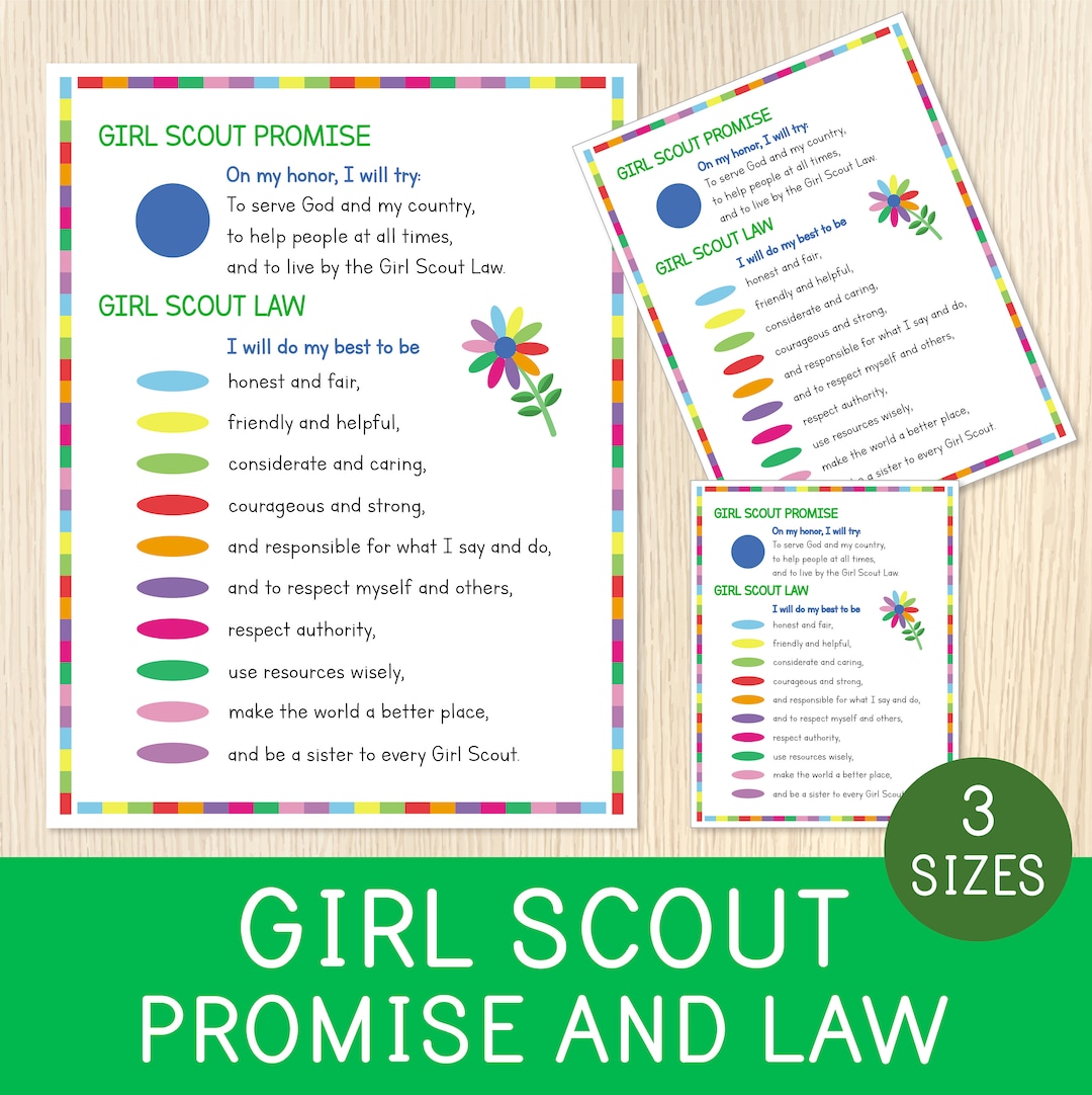Girl Scout Promise and Law Printable, Girl Scout Law, Girl Scout ...