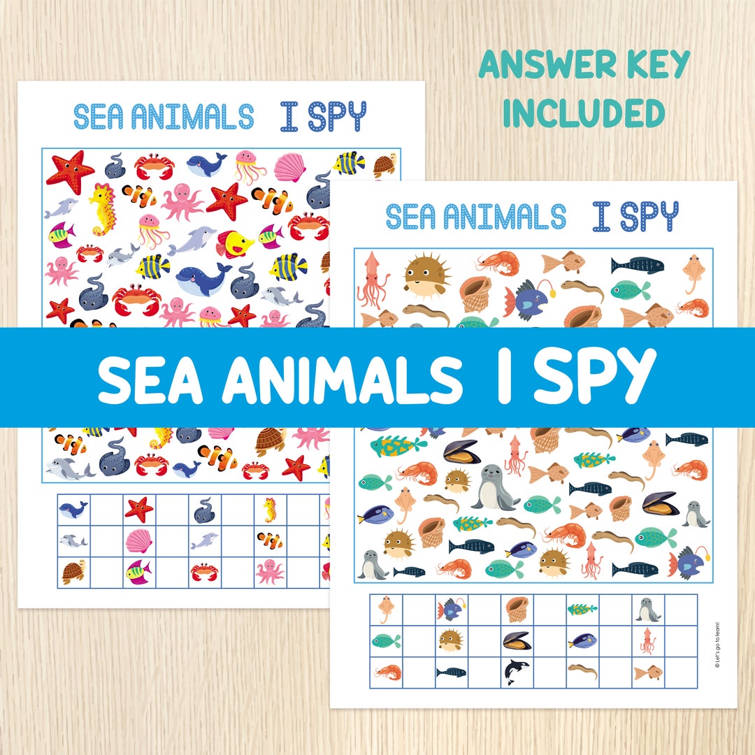 Sea Animals I Spy Games, Look & Find, Counting Activity, Summer Party ...