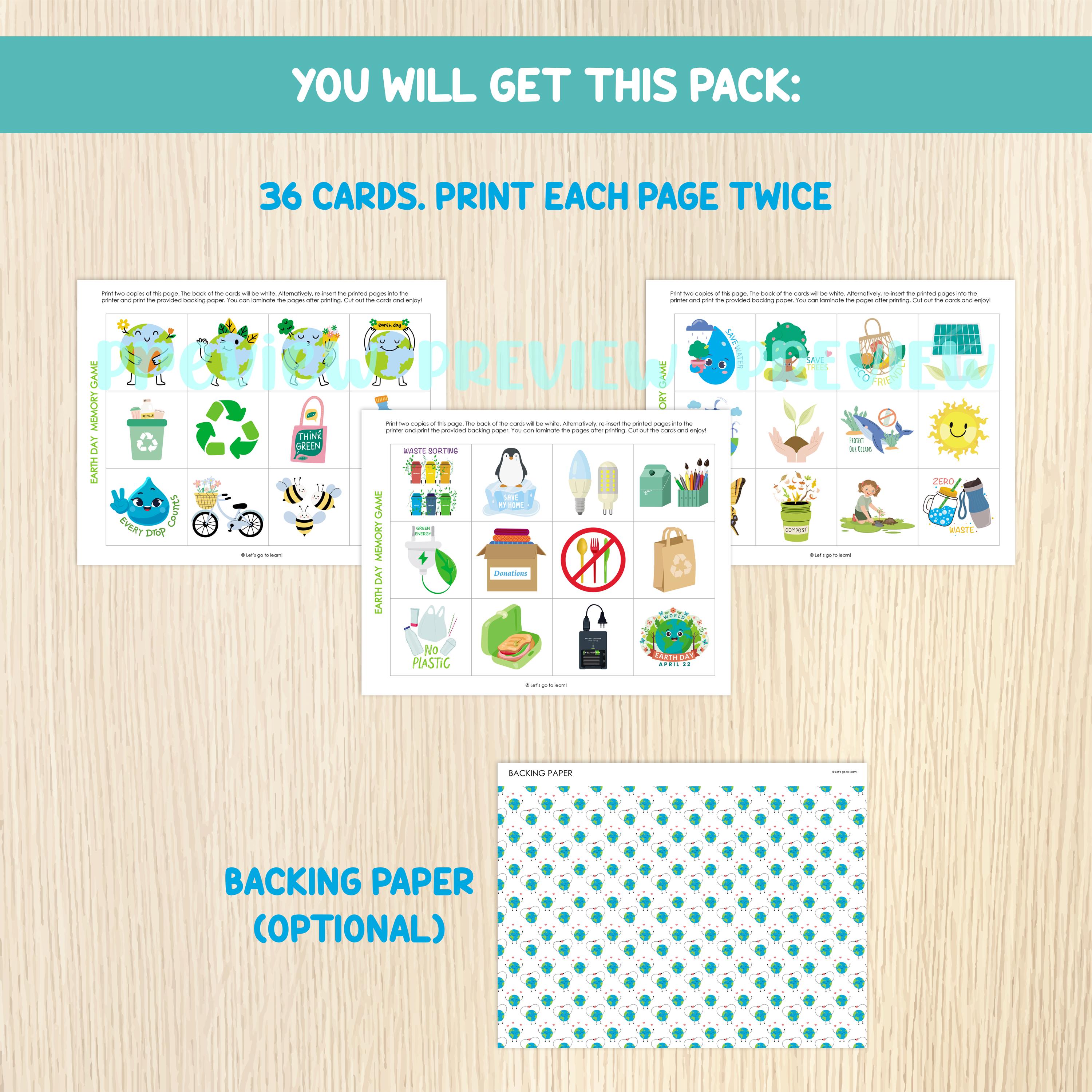 Earth Day Memory Game - Matching Activity for Kids - Classroom or ...