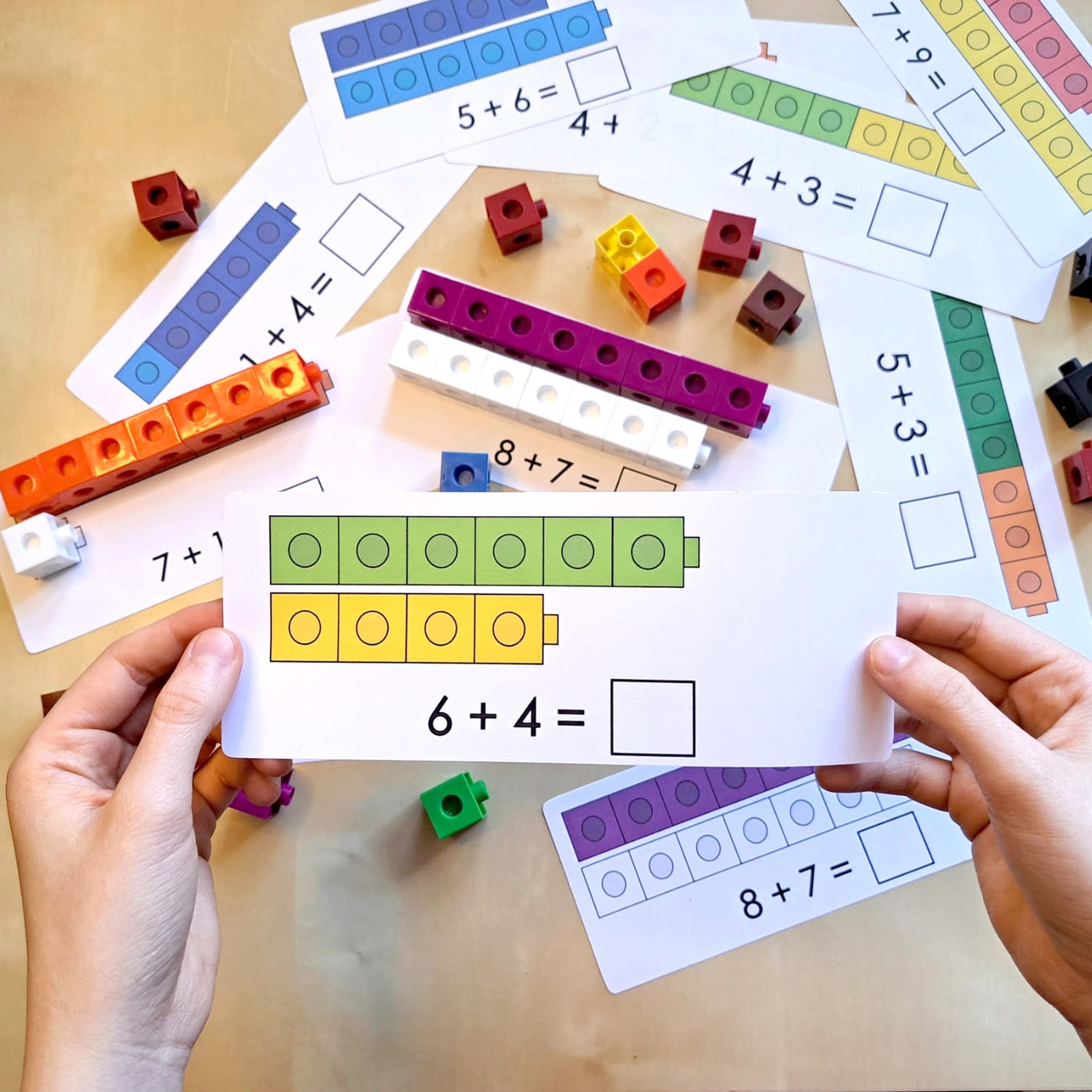 Addition With Snap Cubes, 37 Cards, Math Centers, Counting Activity ...