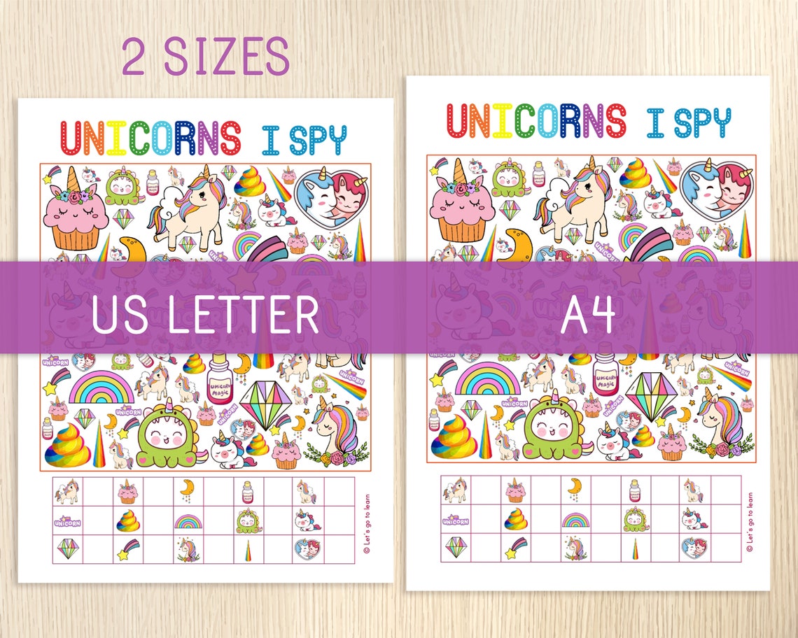Unicorns I Spy Seek and Find Look and Find 2 Printable - Etsy
