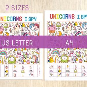 Unicorns I Spy, Seek and Find, Look and Find, 2 Printable Games, Party ...