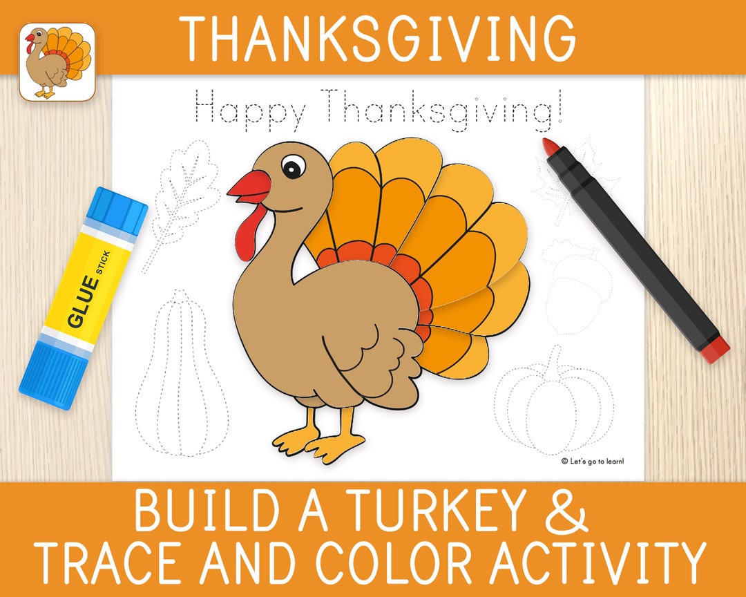 Turkey Craft - Thanksgiving Activity for Kids - Build a Turkey - Cut ...