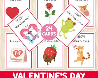 Valentine's Day Movement Cards - Etsy