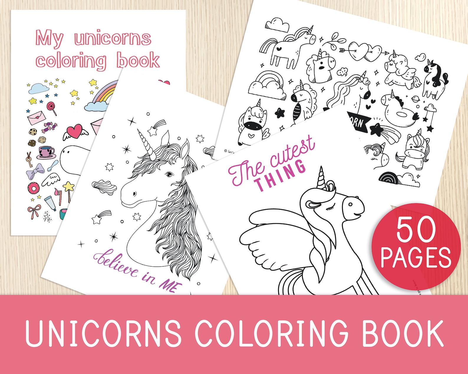 Unicorn Coloring Pages 50 Printable Coloring Sheets Unicorn - Etsy
