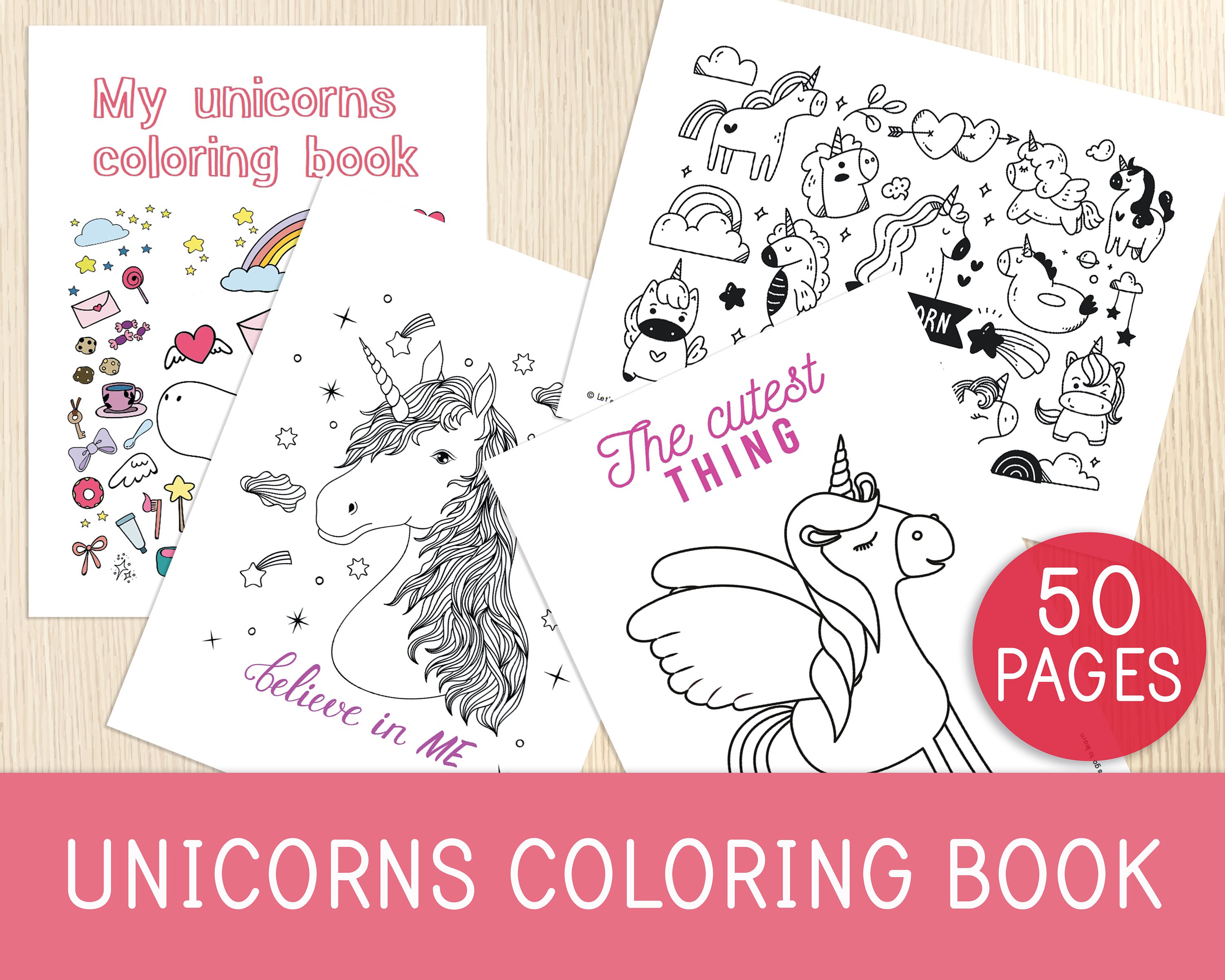 Unicorn Coloring Pages 50 Printable Coloring Sheets Unicorn - Etsy