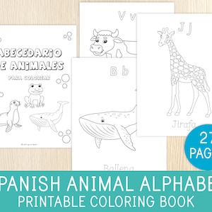 Spanish Alphabet Coloring - Animals Alphabet - Preschool, Kindergarten ...
