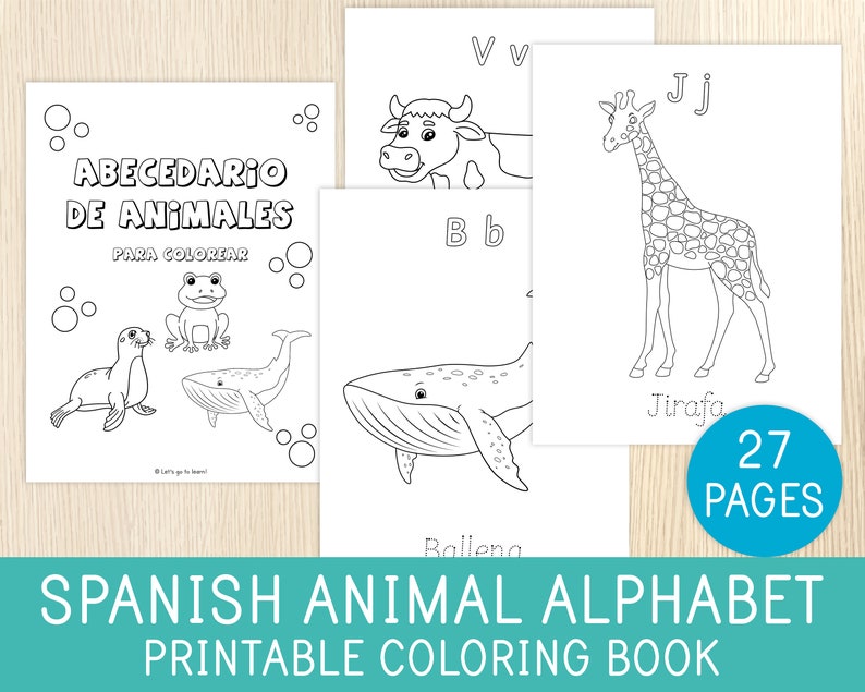Spanish Alphabet Coloring - Animals Alphabet - Preschool, Kindergarten ...