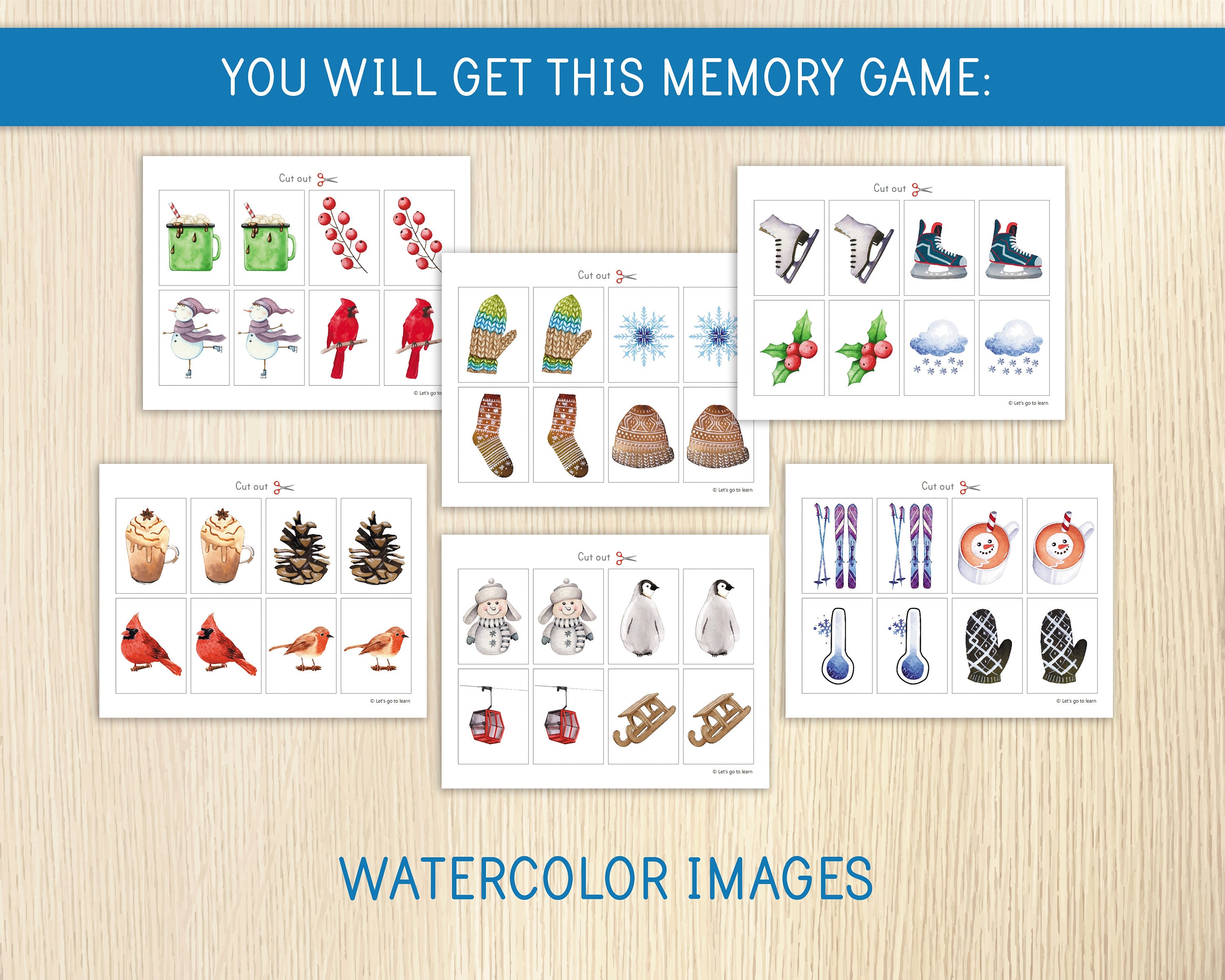 Winter Memory Game, Matching Activity for Kids, Toddler, Preschool ...