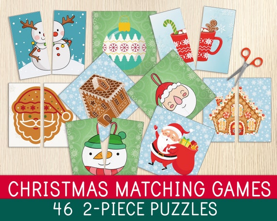Christmas Matching Games 2 Piece Puzzles for Toddlers & - Etsy