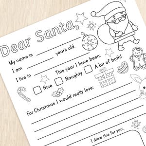 Letter to Santa Coloring Page - Kids Christmas Wish List - Printable ...