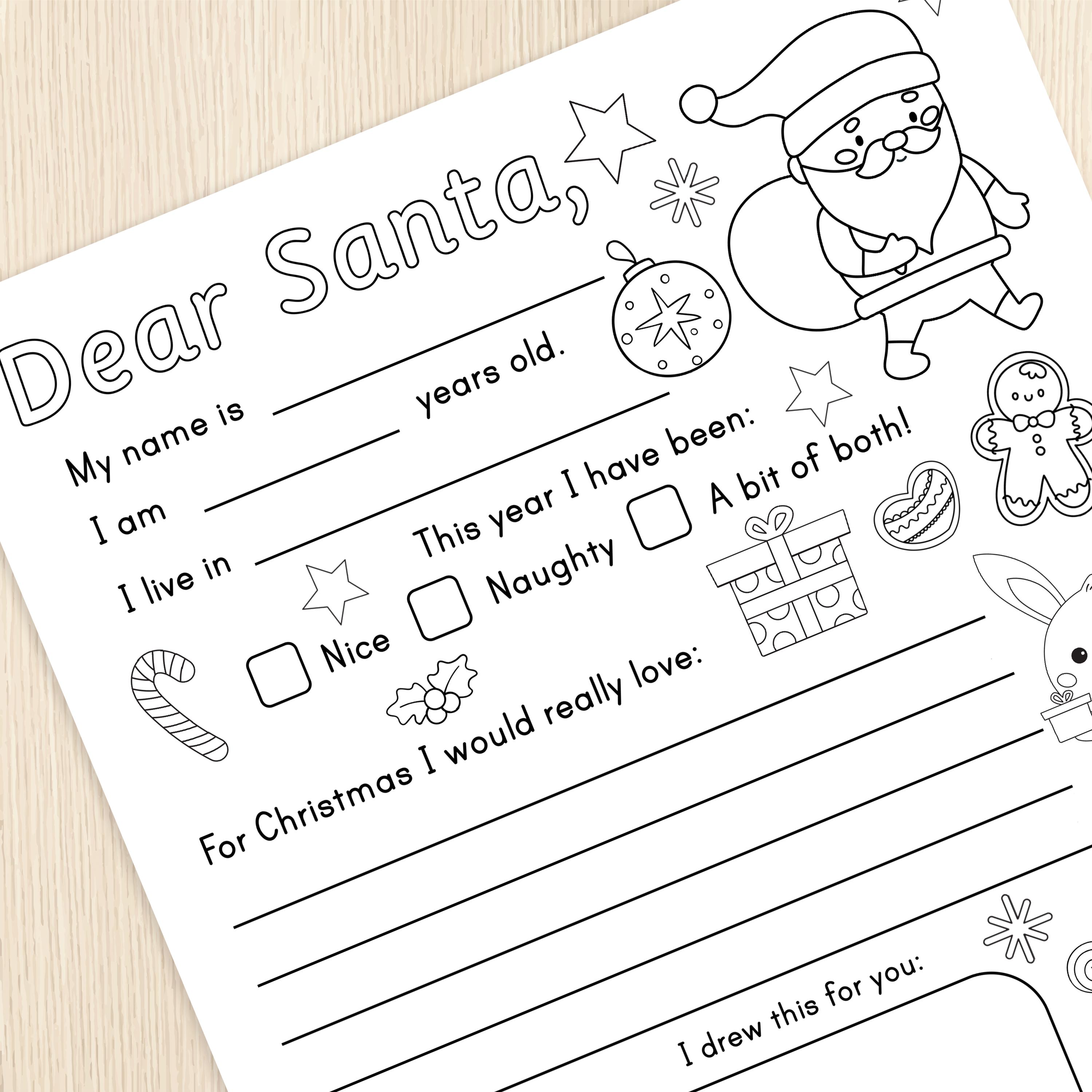 Letter to Santa Coloring Page - Kids Christmas Wish List - Printable ...