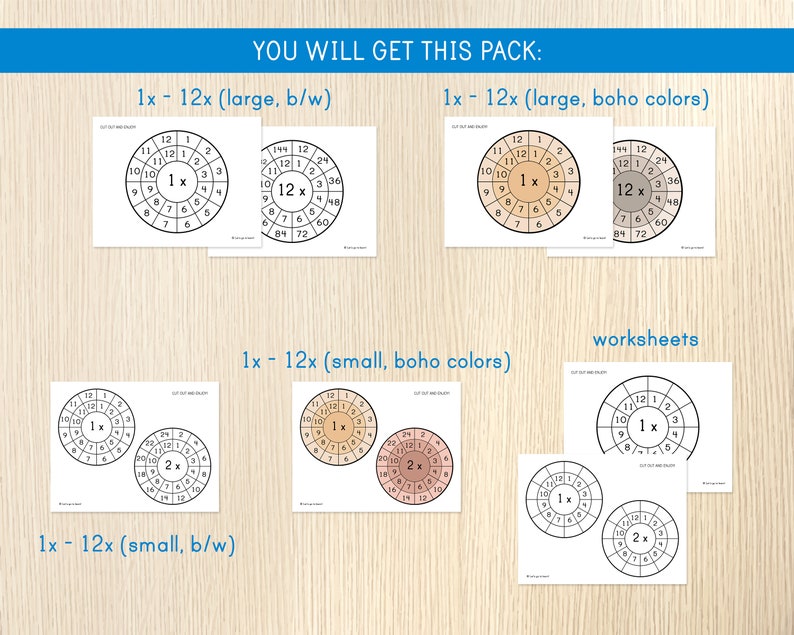 Multiplication Wheels and Worksheets, 1 to 12 Times Tables, Math ...