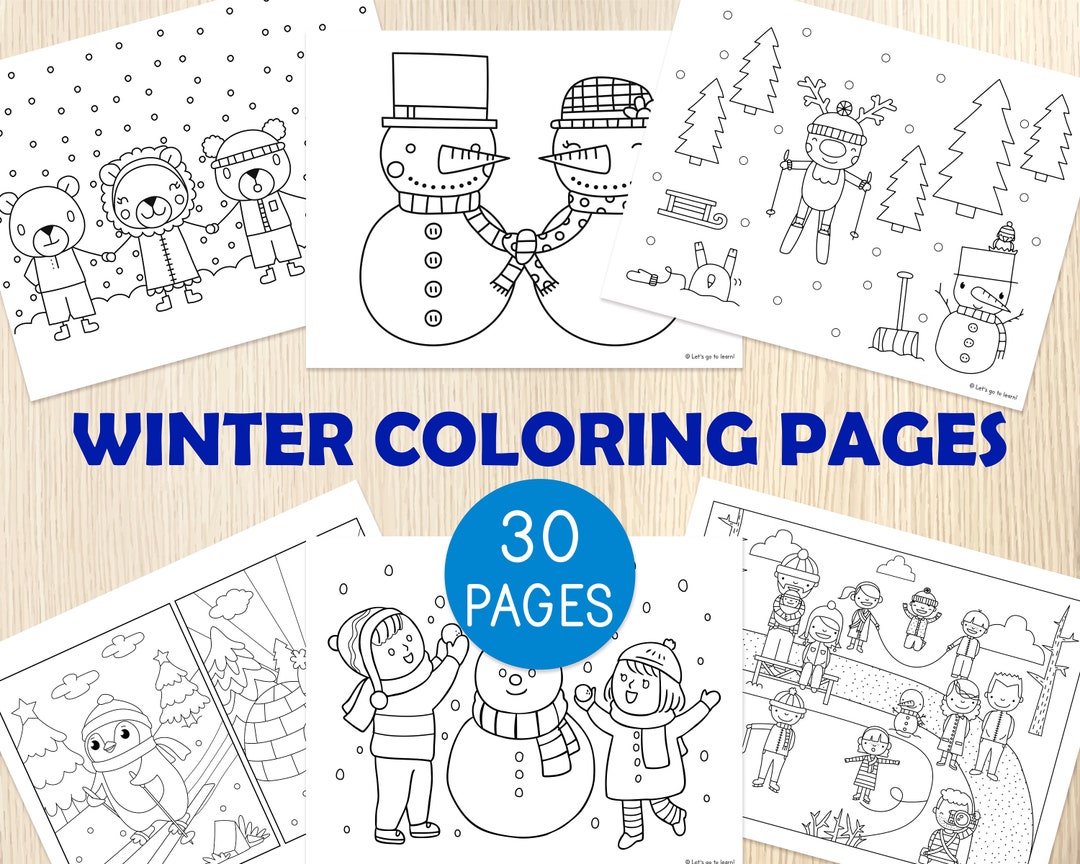 Winter Coloring Pages, 30 Sheets, Winter Activity for Kids, Winter ...