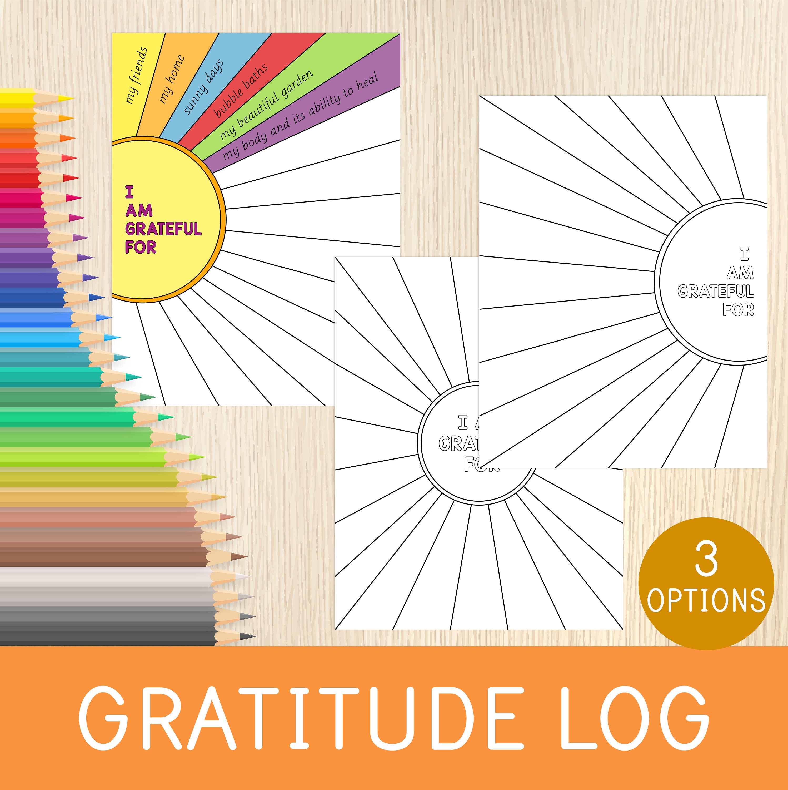 Gratitude Sun Log - Sun Ray Bullet Journal - Mindfulness Template ...