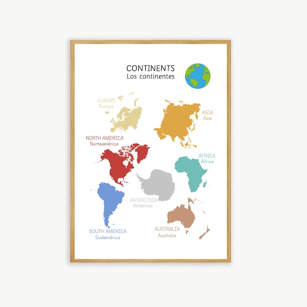 Continents Poster for Classroom - Etsy