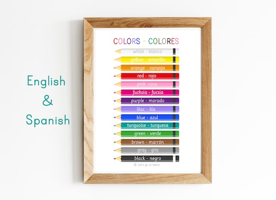 English-spanish Colors Poster Printable Poster Bilingual | Etsy