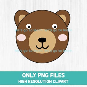 Bear Shapes Clipart | Cute Bear Face Geometric Shapes | 15 PNG Files ...