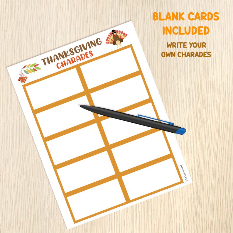 Thanksgiving Charades Printable - Thanksgiving Party Game ...