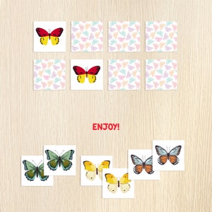 Butterfly Memory Game, 36 Cards, Matching Activity, Toddler, Preschool ...