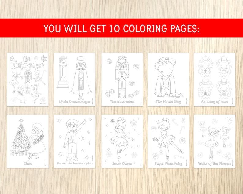 Nutcracker Themed Coloring Pages, Kids Christmas Coloring Sheets ...