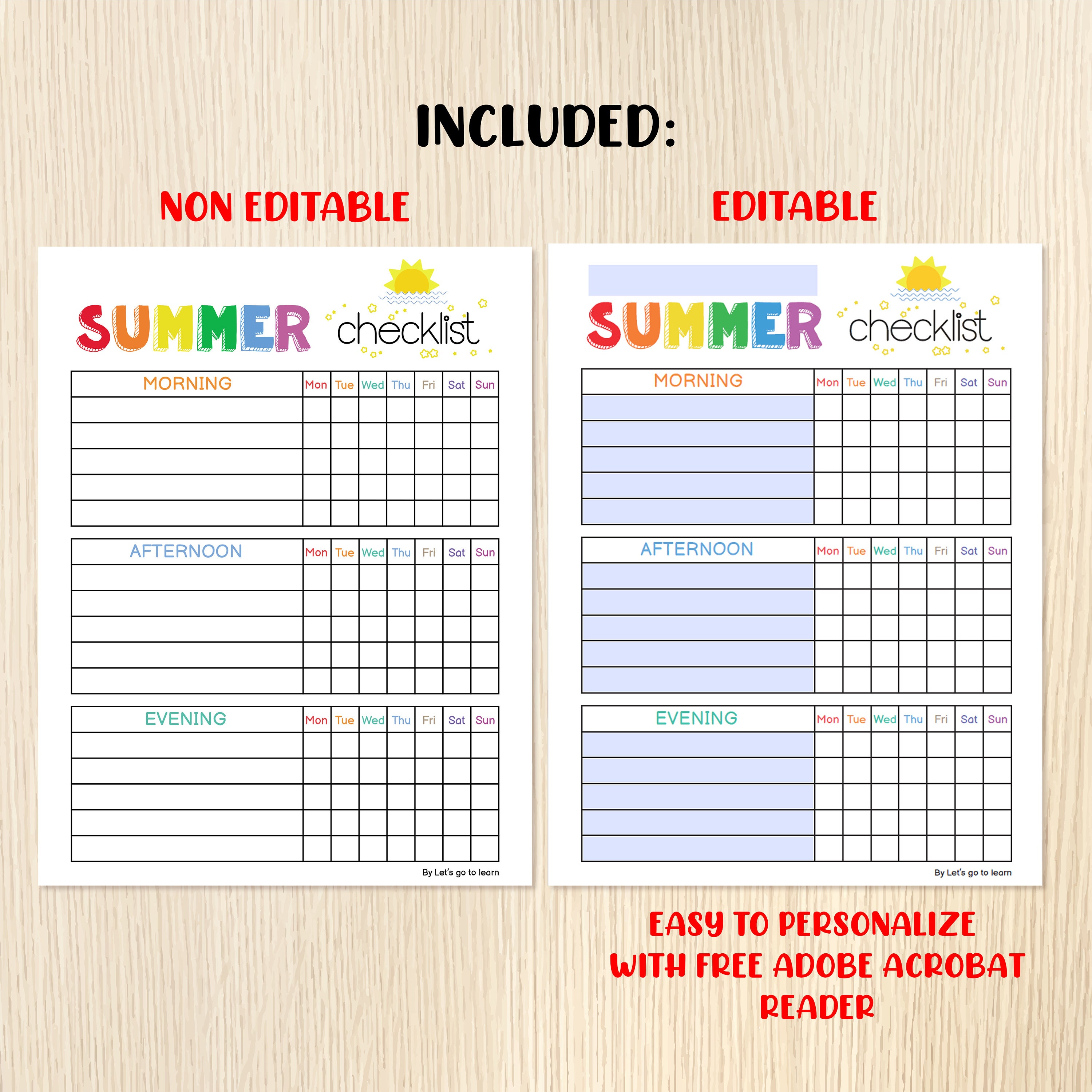 Printable Editable SUMMER Daily Checklist for Kids, Chore Chart ...