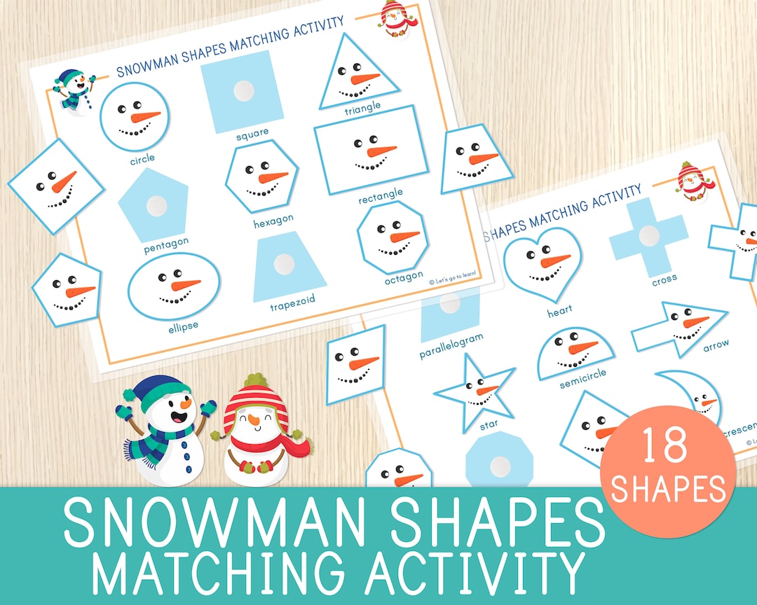 Shapes Matching Activity, Snowman Shapes, Winter Worksheets, Busy Book ...