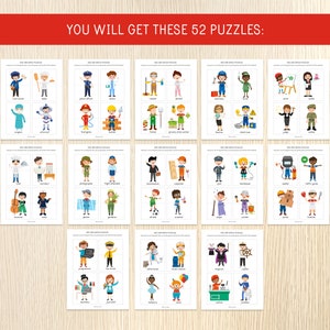 Professions Matching Activity, 52 Puzzles, Jobs, Community Helpers ...
