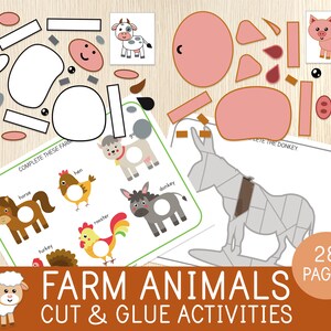 Farm Animals Cut & Glue Worksheets - Scissor Skills Activities ...