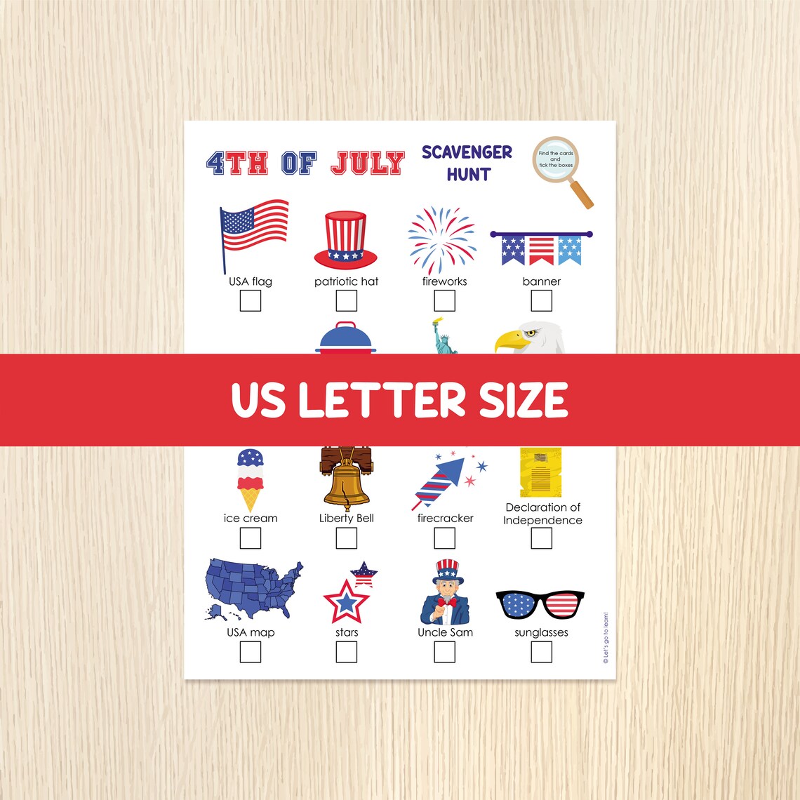 4th of July Scavenger Hunt With Cards to Hide - Indoor Outdoor Treasure ...