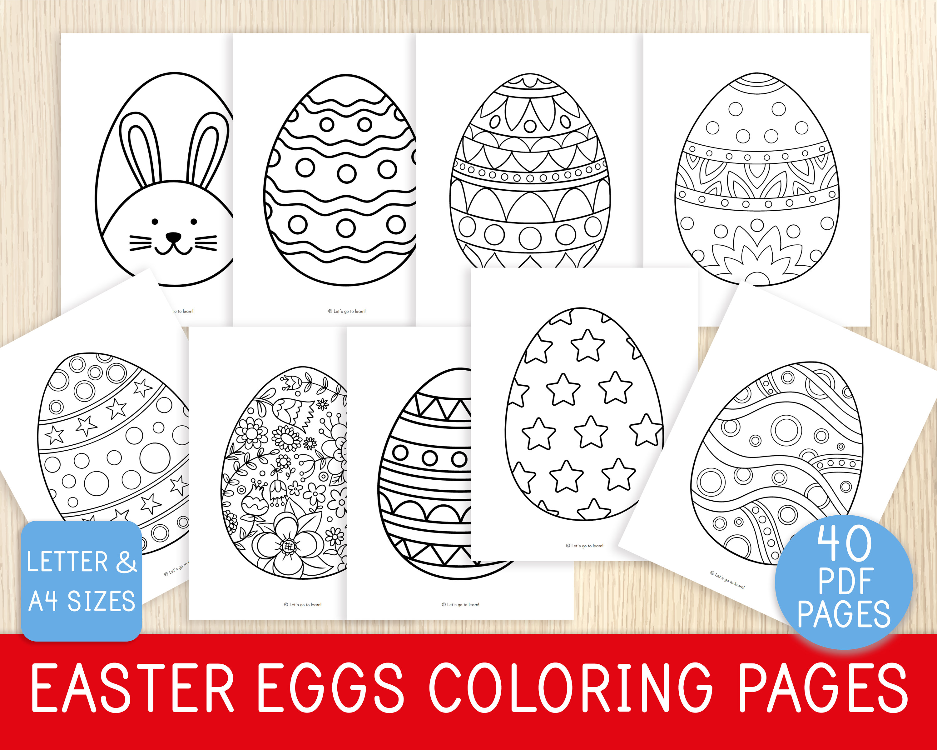 Easter Egg Coloring Pages, 40 Coloring Sheets, Easter Kids Activity ...