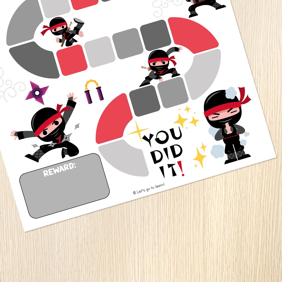 Ninja Reward Chart - Cute Ninja Sticker Chart - Toddler, Preschool Kids ...