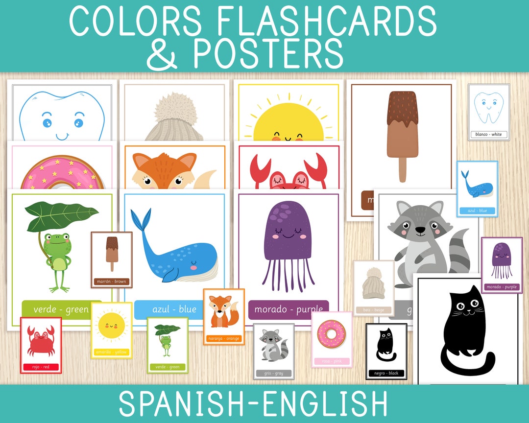 Colors Flashcards and Posters - Spanish and English - Bilingual ...