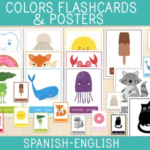Colors Flashcards and Posters - Spanish and English - Bilingual ...