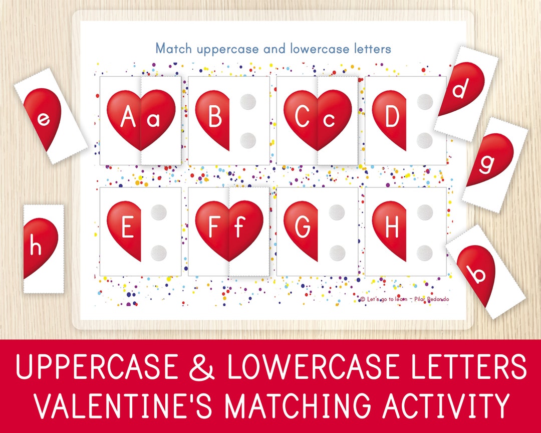 Valentine's Day Alphabet Matching Activity, Letters, Hearts, Preschool ...