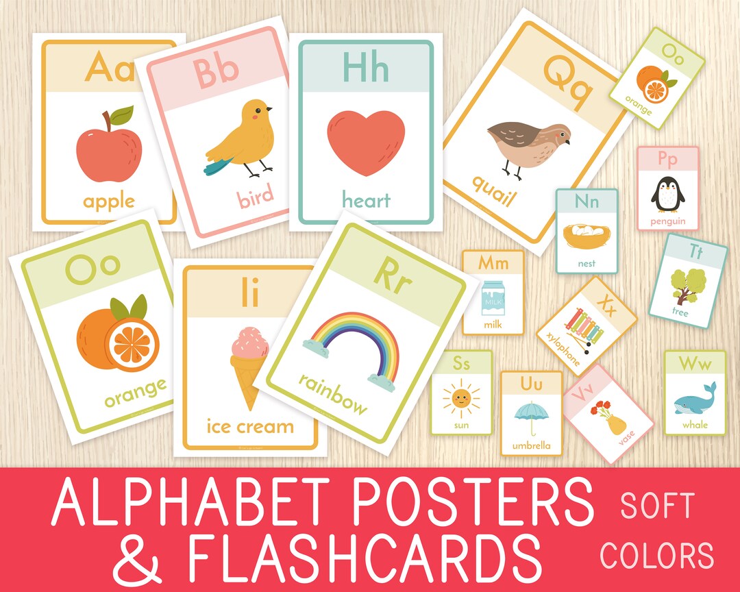 Alphabet Posters & Flashcards, Toddler, Preschool, Kindergarten, Home ...